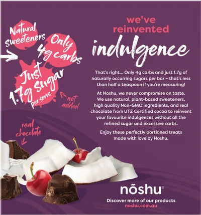 Noshu Low Carb Cherry & Coconut Indulgence Bars 5 x 32g ...